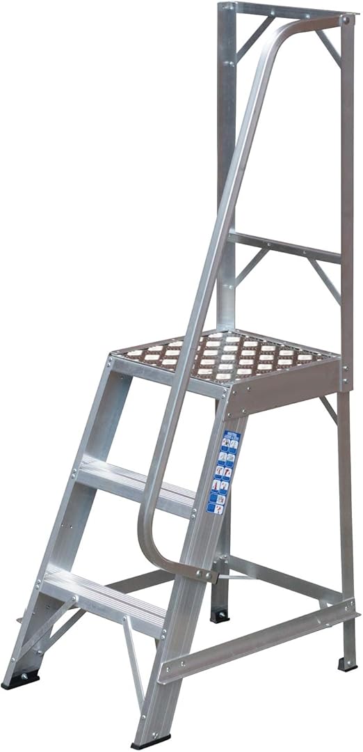 0.7m Heavy Duty Single Sided Fixed Step Ladders – Handrail & Platform ...