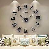 Amazon.com: VANGOLD Large 3D DIY Wall Clock Roman Numerals Clock Frameless Mirror Surface Wall ...