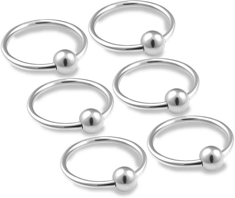 6pcs 16g Captive Bead Ring Cartilage Hoop Septum Jewelry Nose Lip ...
