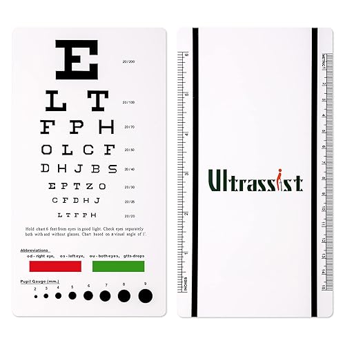 Ultrassist Snellen Eye Chart, Pocket Size Eye Testing Chart 6 Feet 3 ...