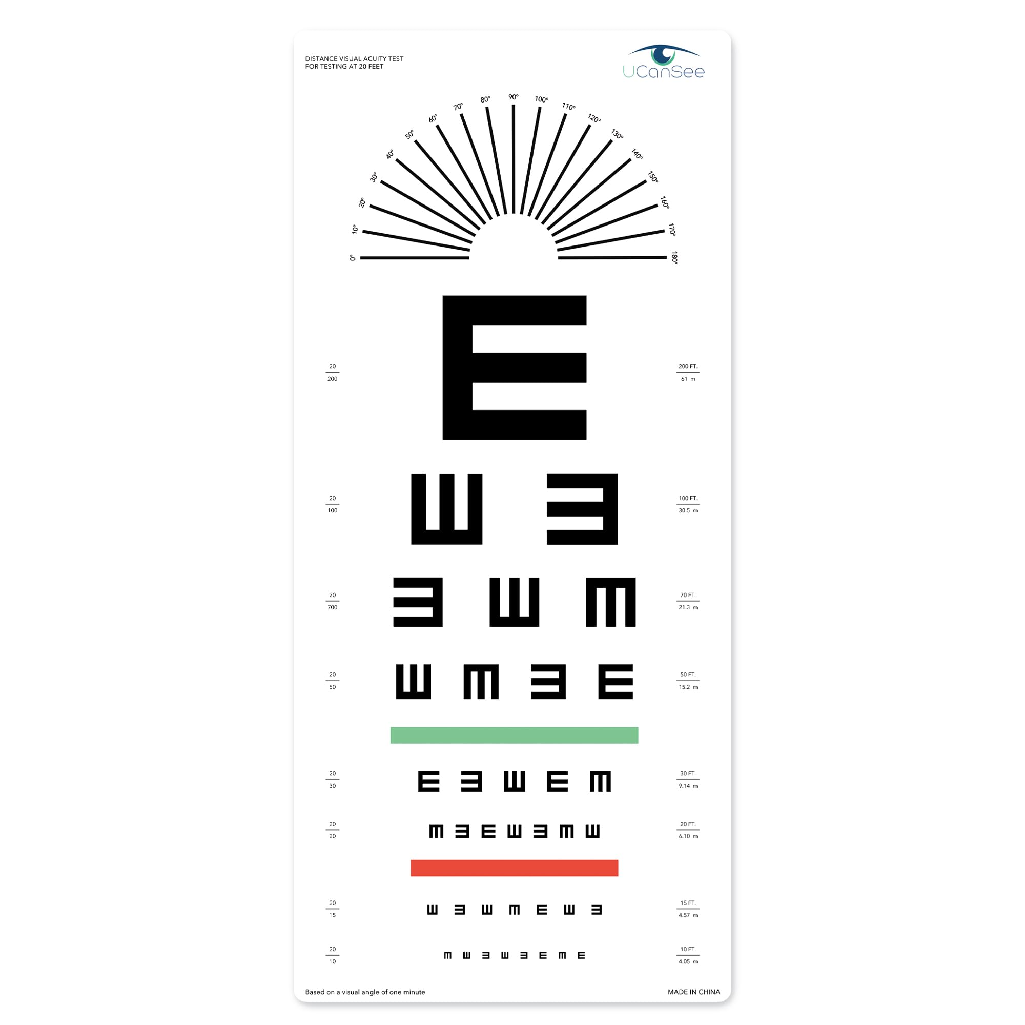 UCanSee E Eye Chart Visual Acuity Chart with Astigmatism Dial for Eye ...