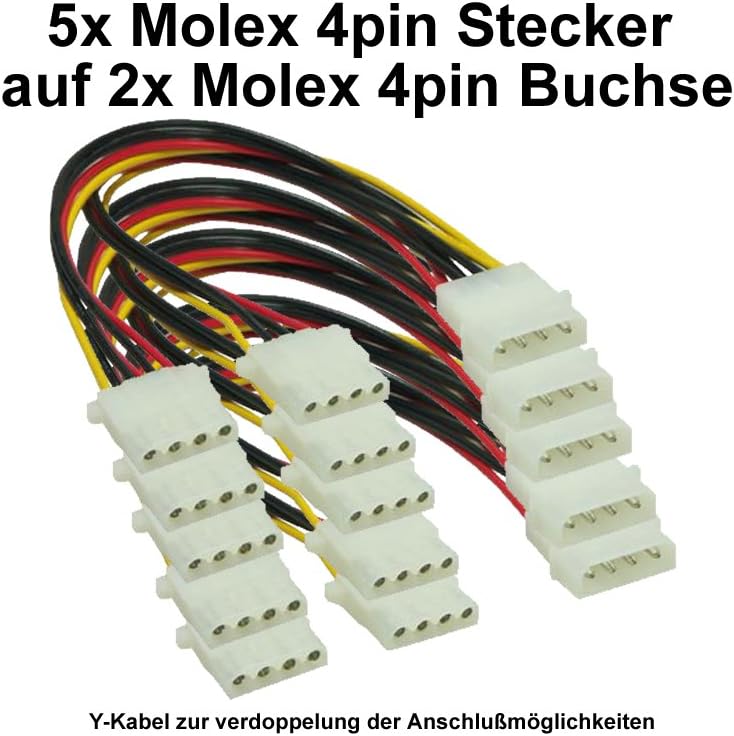 Alimentation en Y pour PC Câble d'alimentation interne Molex 1 x 4 ...