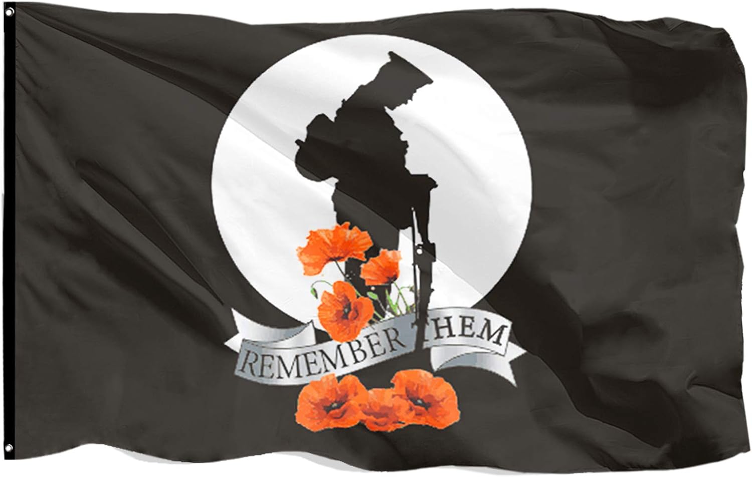 Poppy Flags 5ft x 3ft – Soldier Silhouette Remember Them – Remembrance ...
