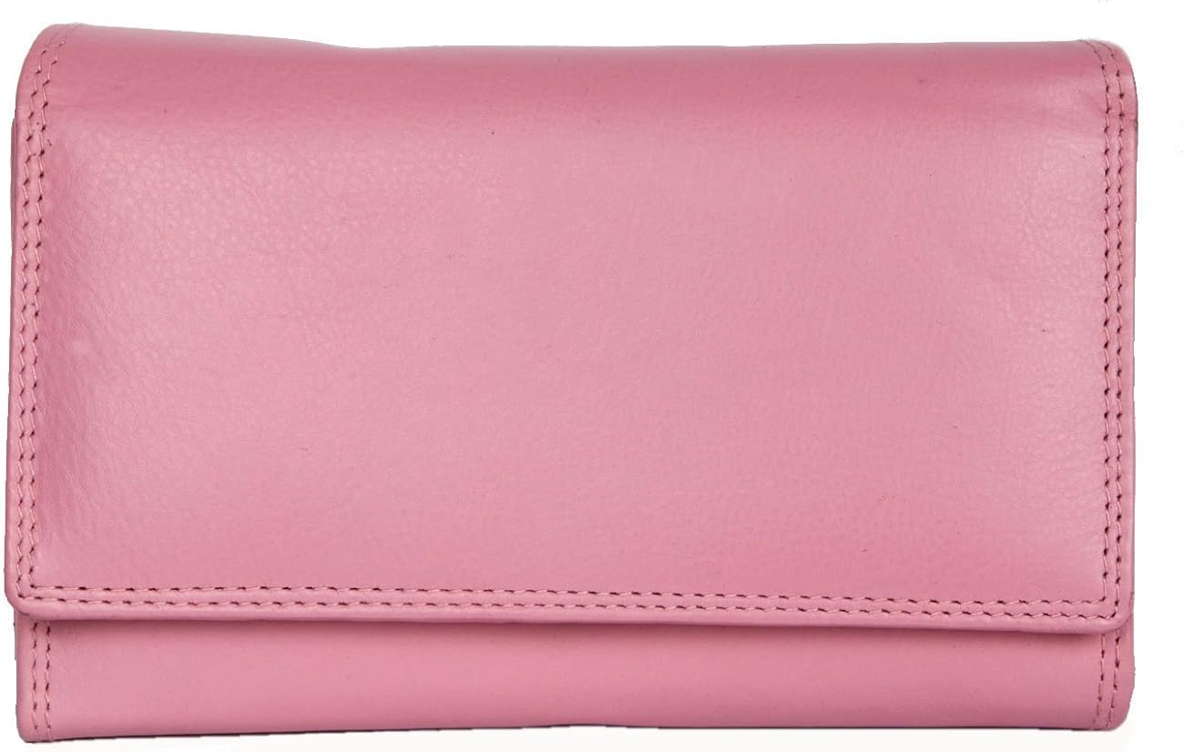 Gently pink classic soft genuine leather wallet without any logos or ...