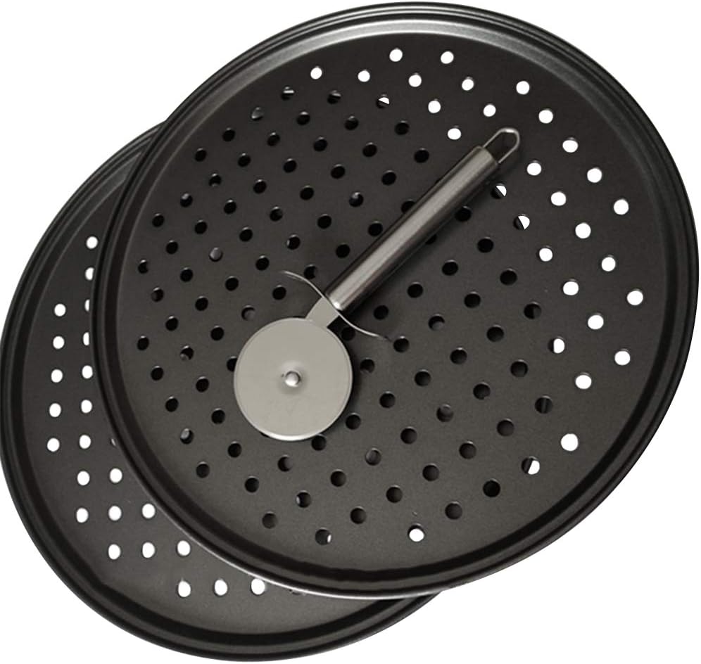 HINMAY Pizza Baking Set, Serving Plate Tray Tin, Oven Grill Rack Non ...