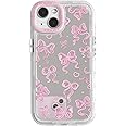 Amazon.com: NITITOP Compatible with iPhone 14 Plus Case Cute Mirror Bow Love Heart Pattern for ...
