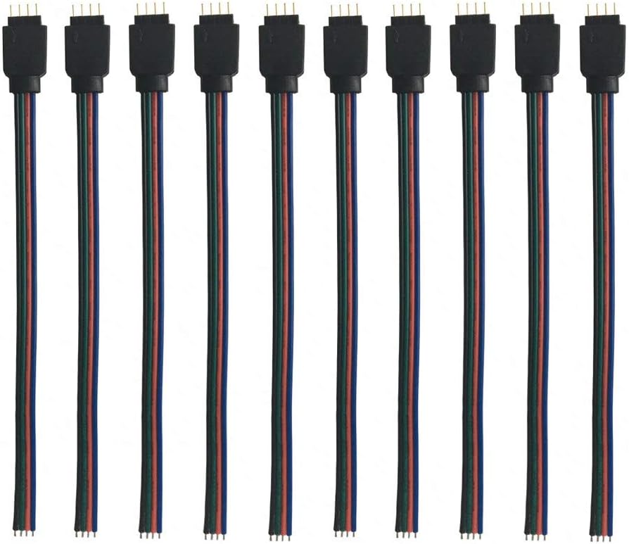 10 pcs/Pack 5.9 inch / 150 mm 4 Pin RGB LED Strip Lights Extension Cable Connector，4 PIN RGB ...
