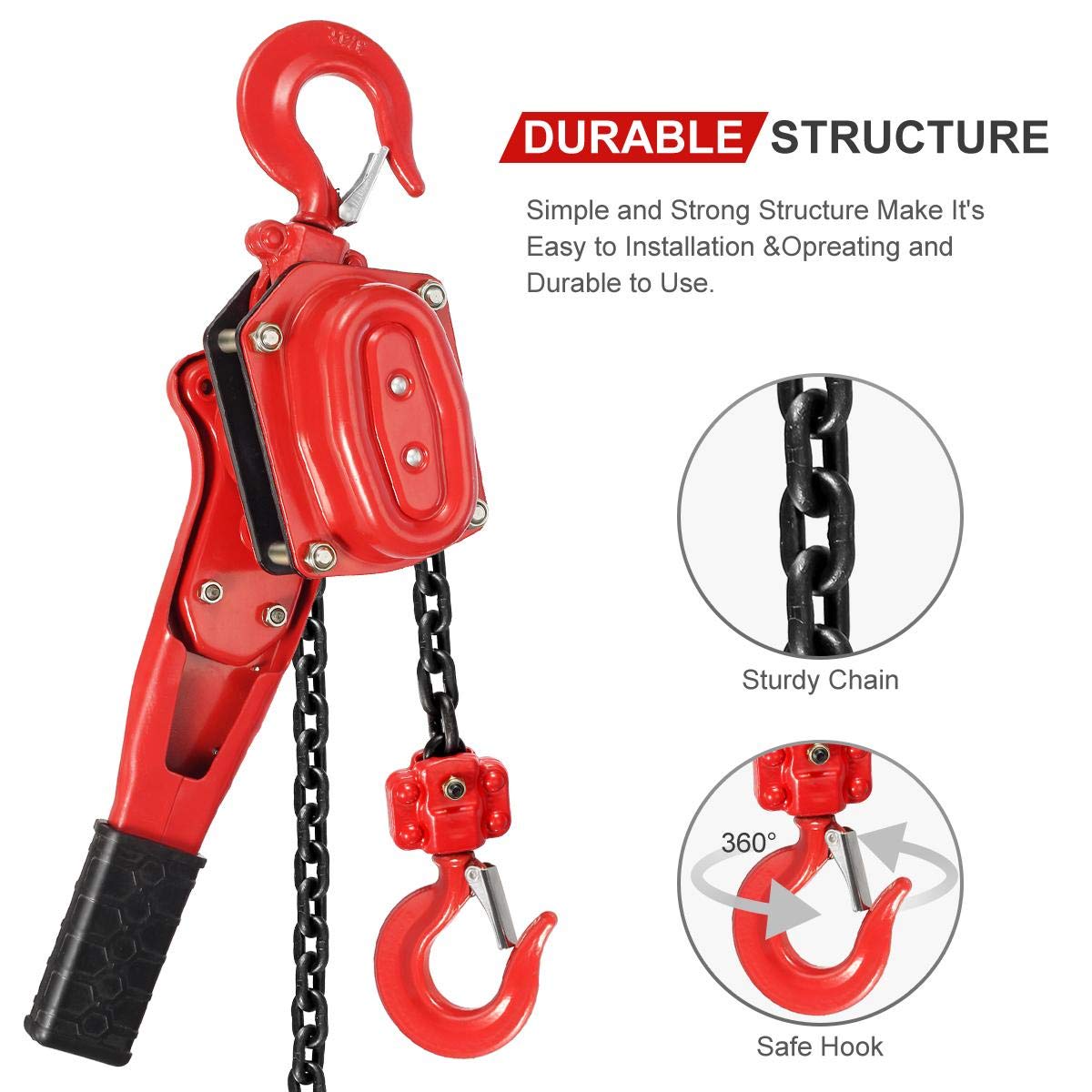 Partsam 1650LBS Capacity Lever Hoist 5FT 3 4 TON Lift 2 Heavy Duty partsam-1650lbs-capacity-lever-hoist-5ft-3-4-ton-lift-2-heavy-duty