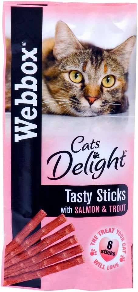 Webbox Cats Delight Tasty Cat Sticks Salmon and Trout Treats, 6 Sticks ...