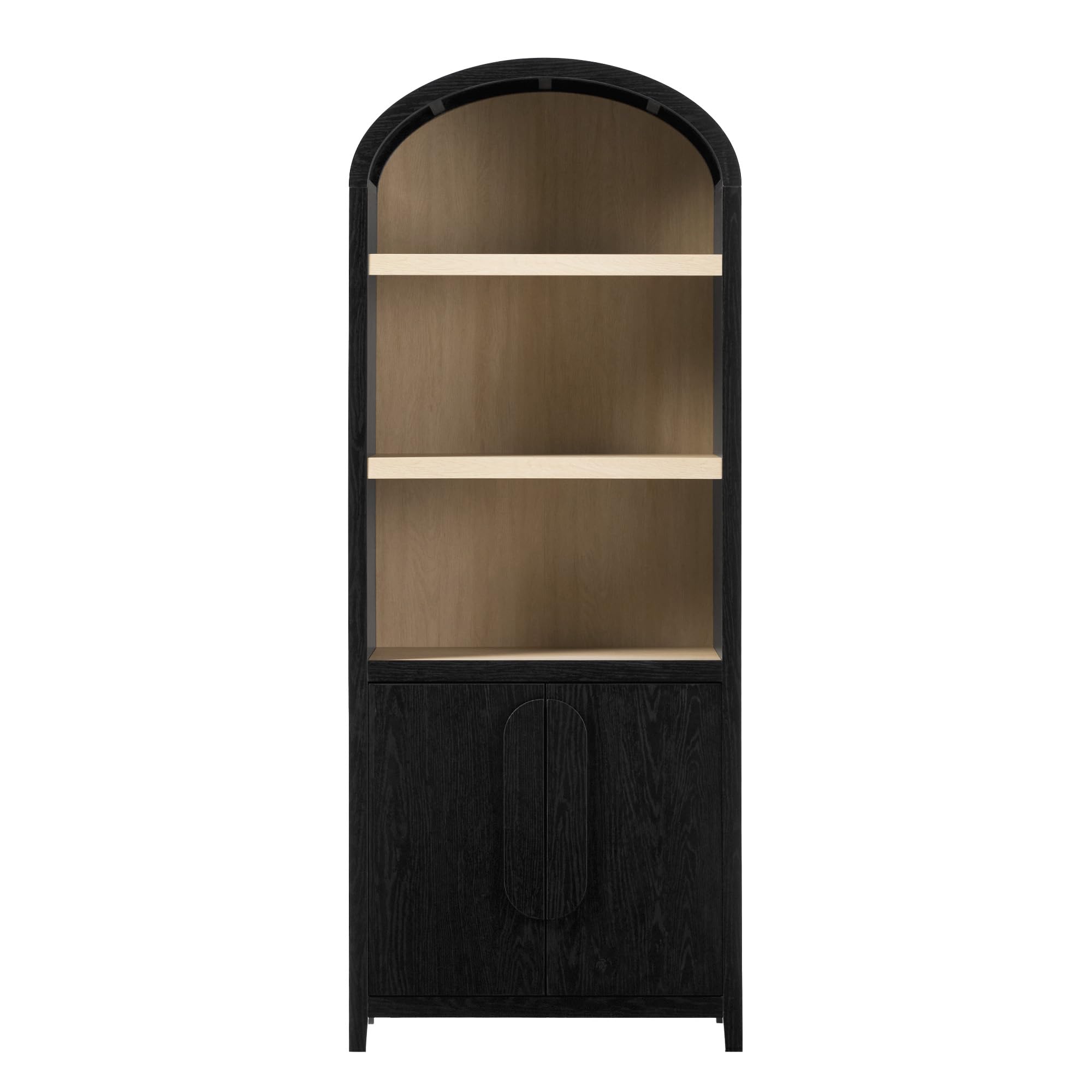 Walker Edison Chantelle Modern Arched Bookcase with Statement Wood ...