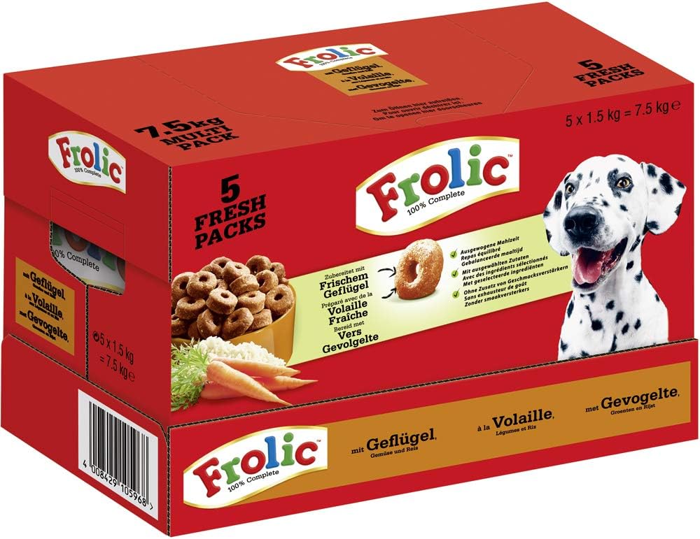 Frolic Hundefutter Trockenfutter mit Geflügel, Gemüse und Reis, 1 ...
