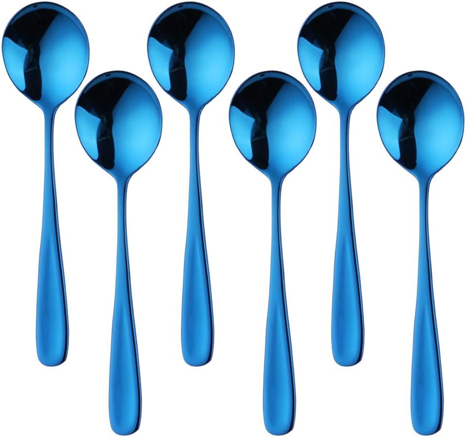 Amazon.com: Buyer Star Bouillon Spoon Sets, 7-Inch Round Soup Spoons ...