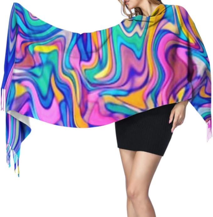 Chal cálido para mujer, chal largo, paleta de colores brillantes de ...