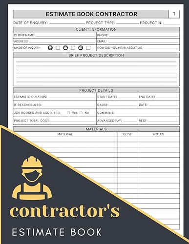 Estimate Book Contractor: Job Estimate Quote Record Book With Client ...