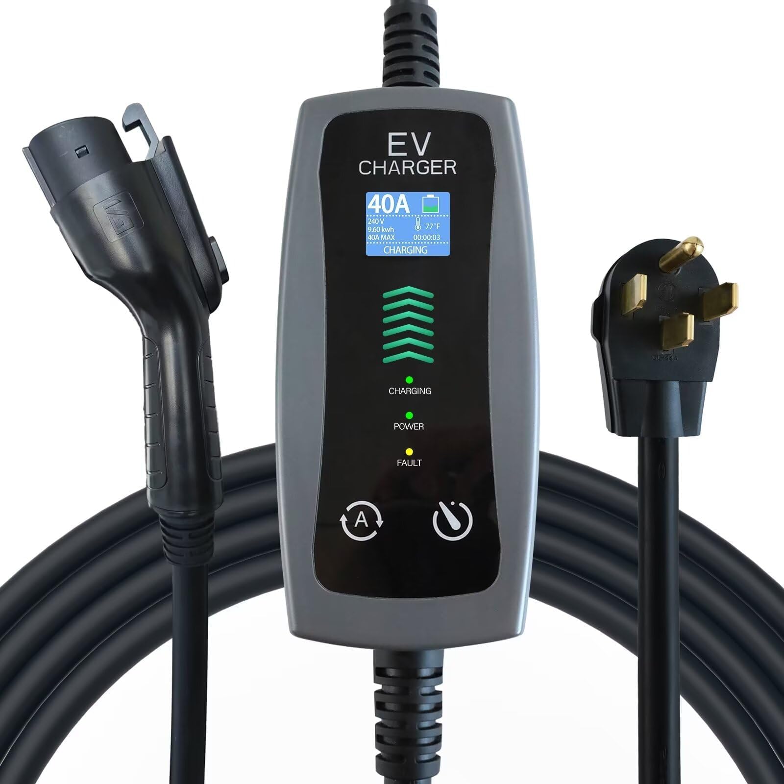 EP Level 2 Portable EV Charger, 16-40 Amp, 240V, 25ft Cable, Fast ...