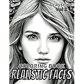 Realistic Faces Coloring Book: Volume 3 - A Collection of 28 Grayscale ...