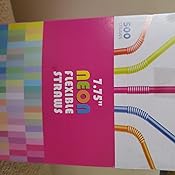 Amazon.com: [500 Pack] Neon Colored Drinking Straws - Flexible ...