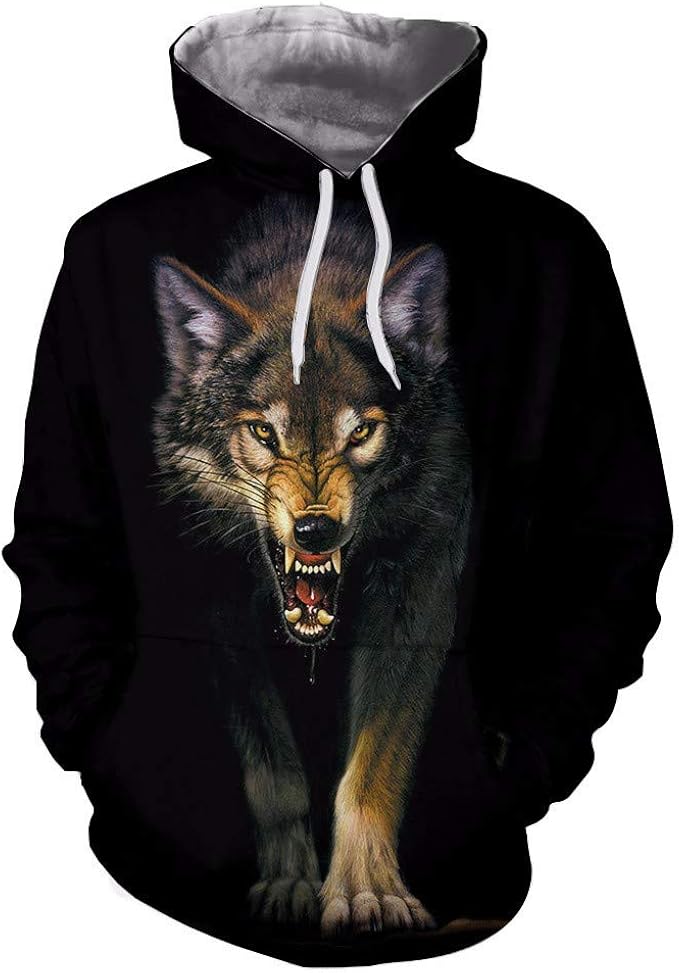 Sudaderas realistas con capucha con estampado de lobo en 3D para hombre ...