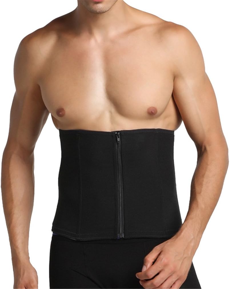 Amazon.com: Men's Zip Up Workout Waist Trimmer Support Lower Back ...