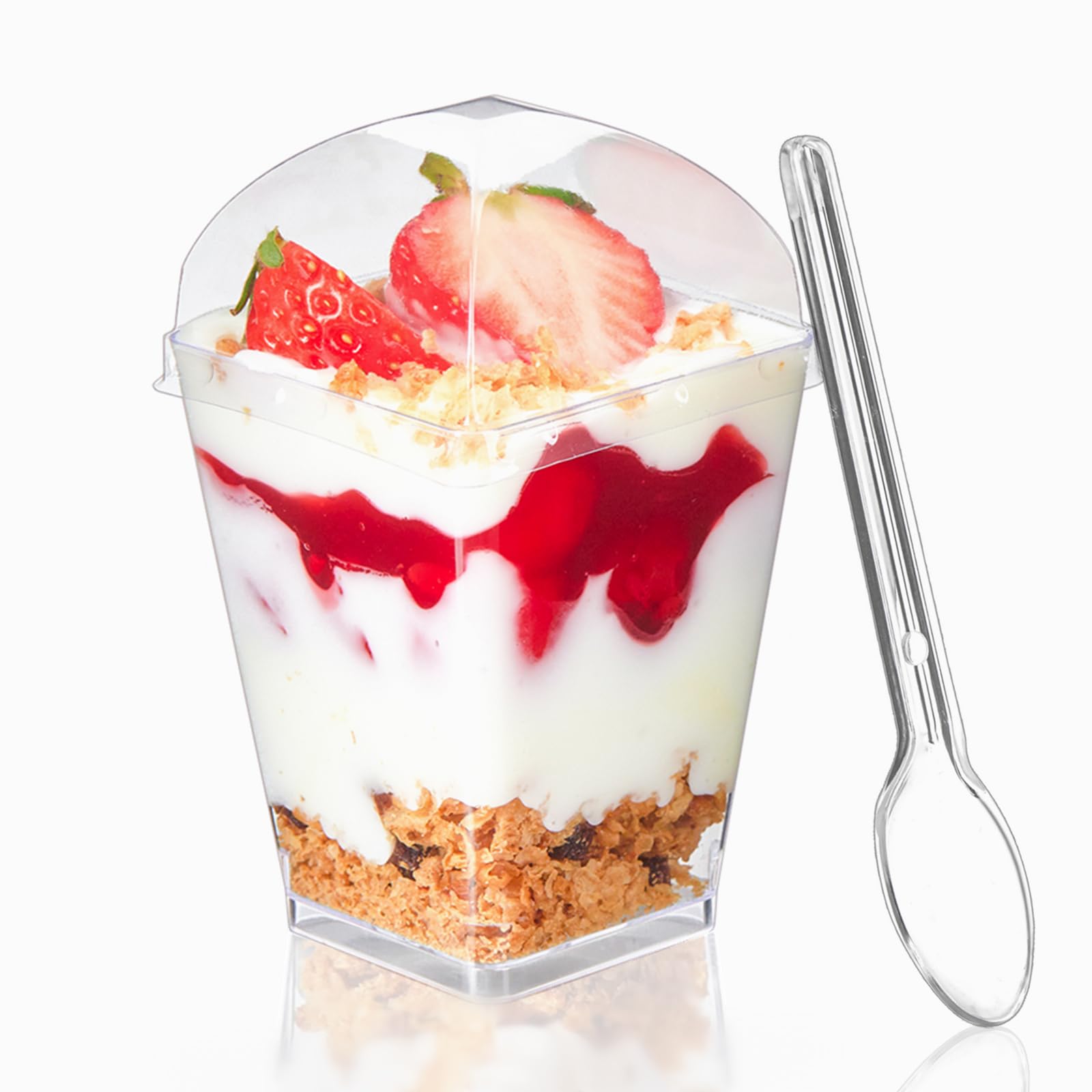 TOFLEN 50 Pack 5 oz Plastic Dessert Cups with Dome Lids for Party, Mini ...