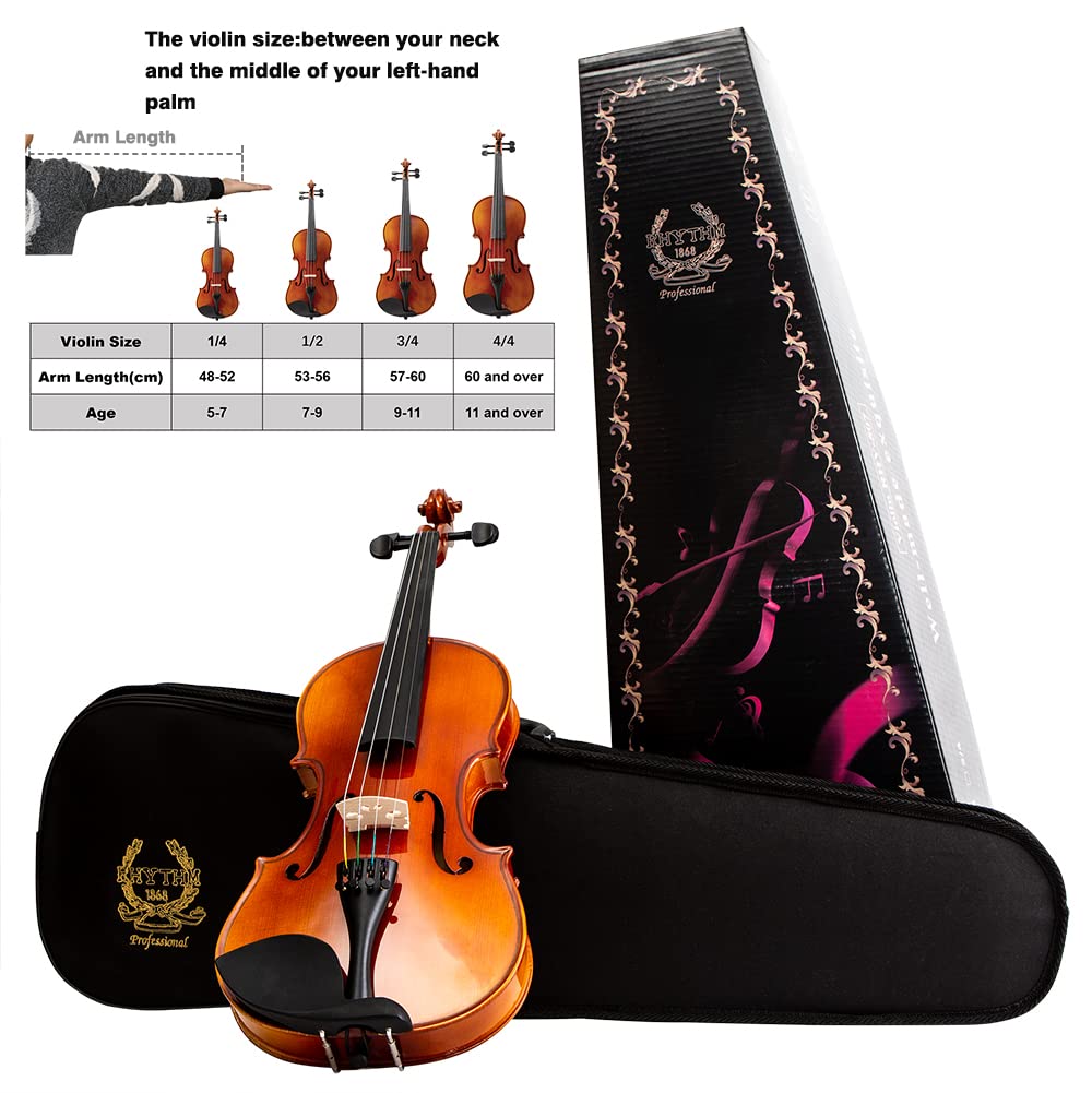 Rhythm 4/4 Violin Set Full Size Violin Set For Beginners With Hard Case ...