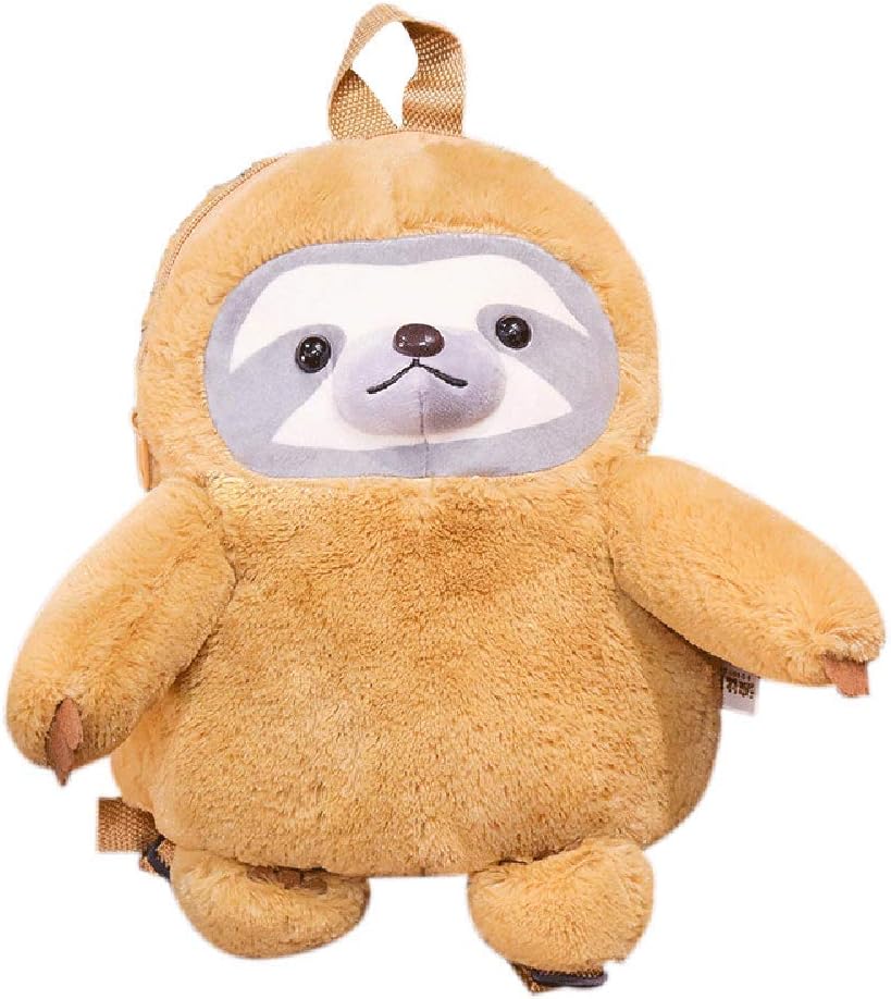 Fluffy Sloth Backpack Day Pack for Children Cute Plush Animal Backpack ...