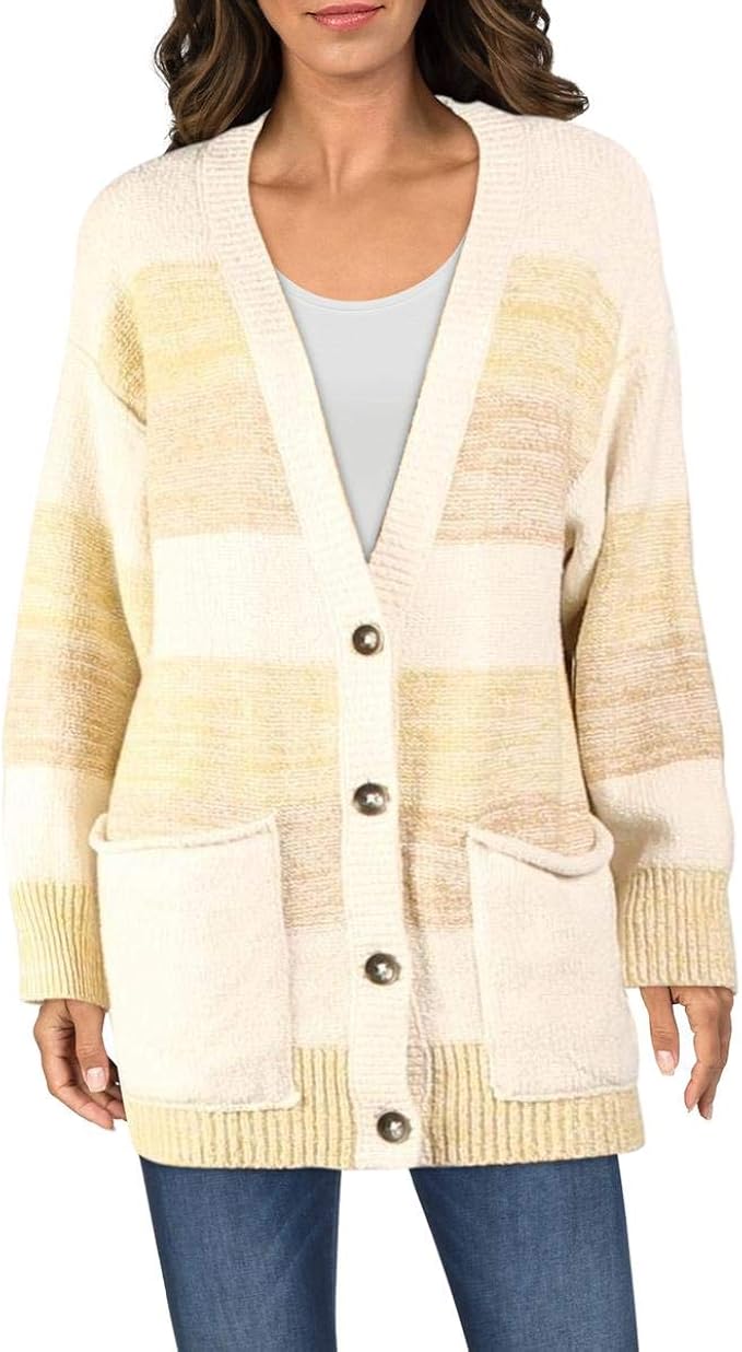 Free People Women's Southport Oversized Beach Cardigan in Grains Combo ...