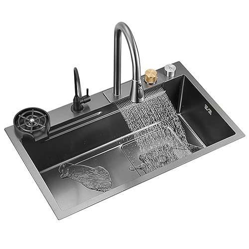Ozetix Kitchen Sink 304 Stainless Steel Nano Raindance Waterfall Sink ...
