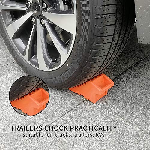 ROBLOCK Premium Wheel Chocks 8" x 4" x 4" Heavy Duty Chock Block with ...