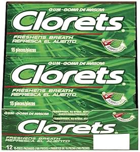 Clorets Gum, 15-Piece Packages (Pack of 12): Amazon.ca: Grocery ...