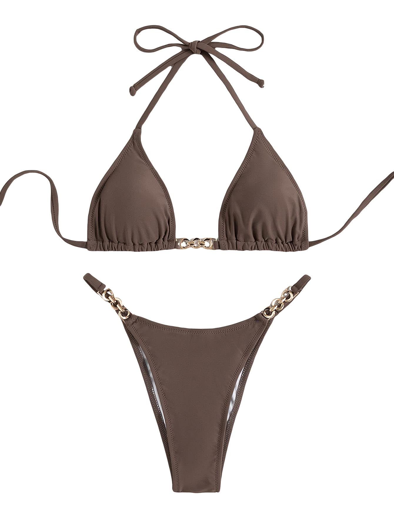 SHENHE Women's Sexy Bikini Sets Ring Triangle Tie Bathing Suits 2 Piece ...