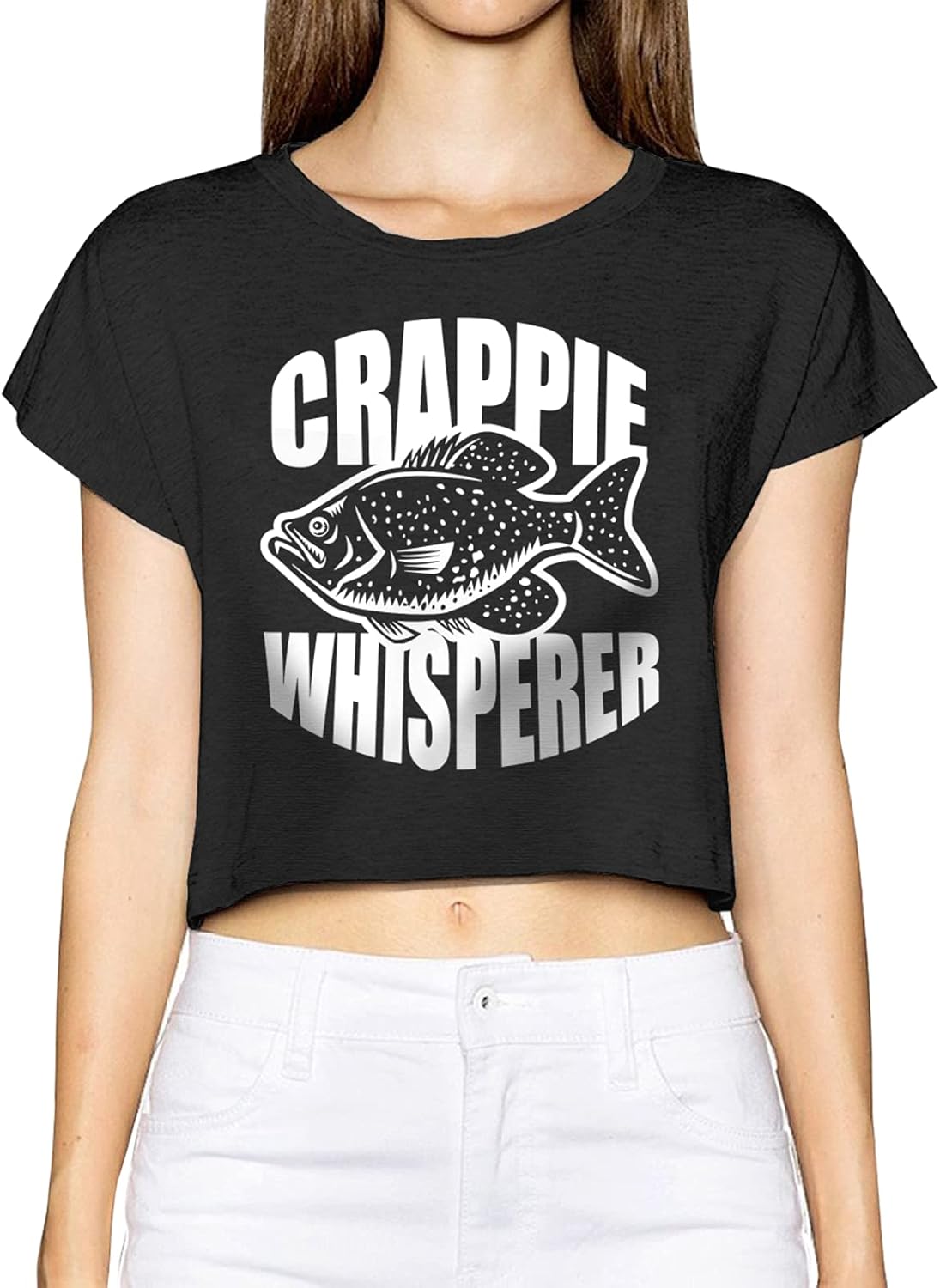 Crappie Fish Whisperer Women's Crop Top Top Sexy Tee Tops at Amazon ...