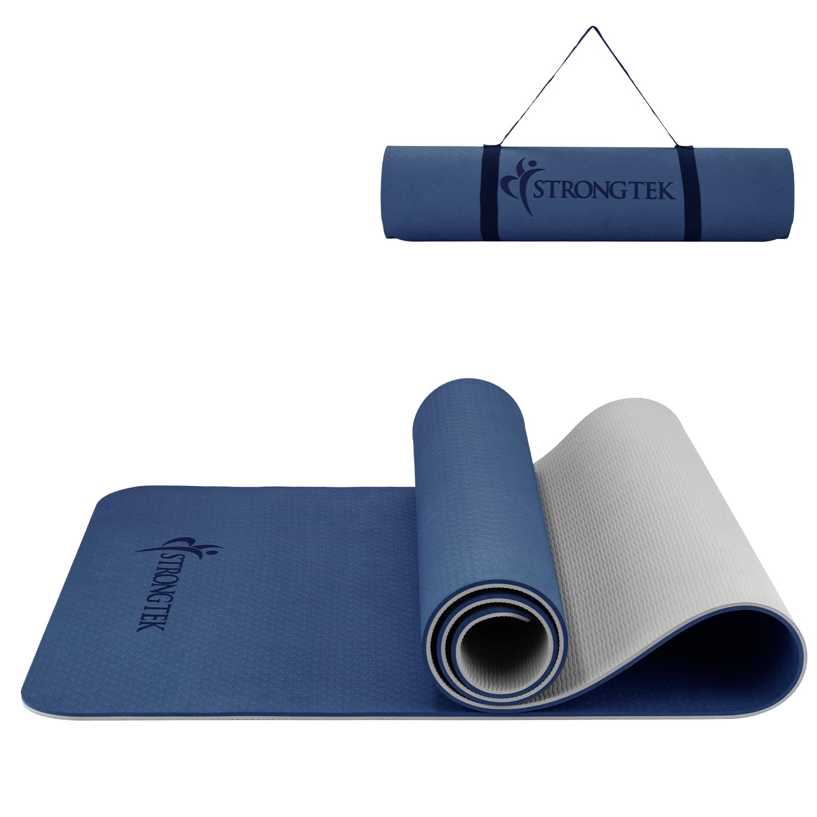 StrongTek Extra Thick Yoga Mat, 8mm, Eco Friendly TPE Yoga Mat for ...