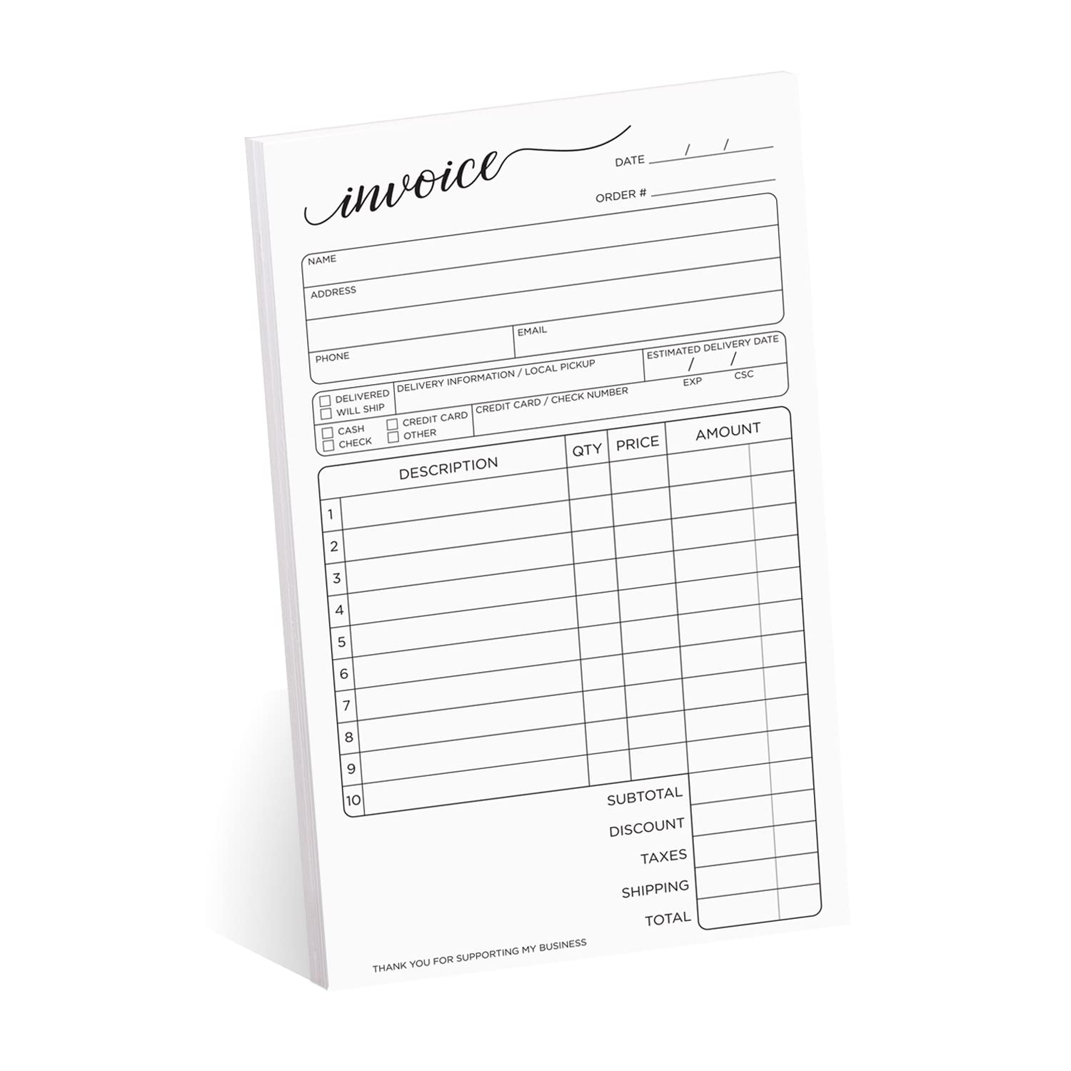 Mua Stylish Script 3-Part Carbonless Invoice Form Pad / 50 Invoice ...