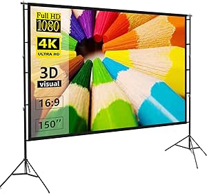 Amazon.com: Projector Screen and Stand,Towond 150 inch Indoor Outdoor ...