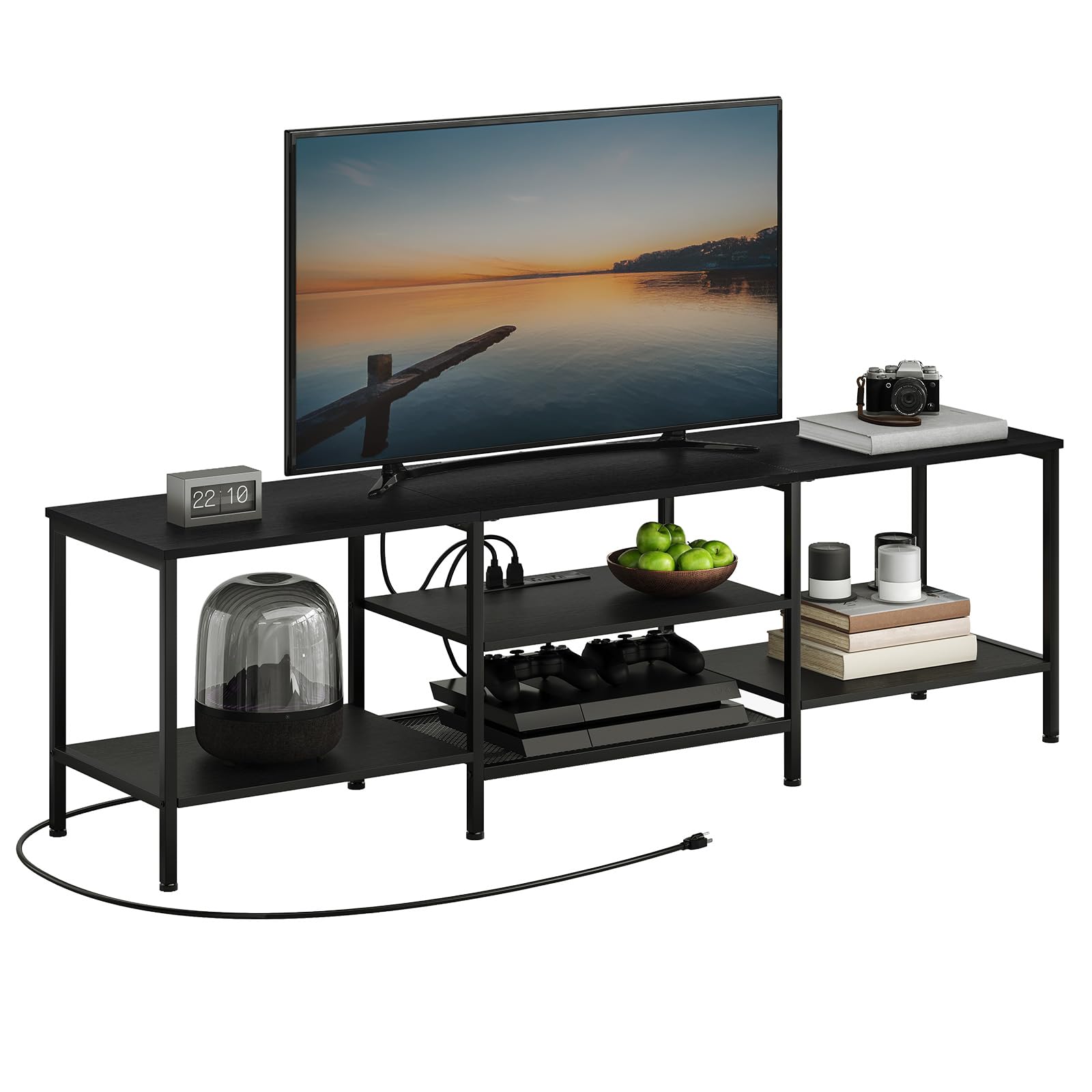 HOOBRO TV Stand with Power Outlets to 75 Inches, TV Console Table with ...