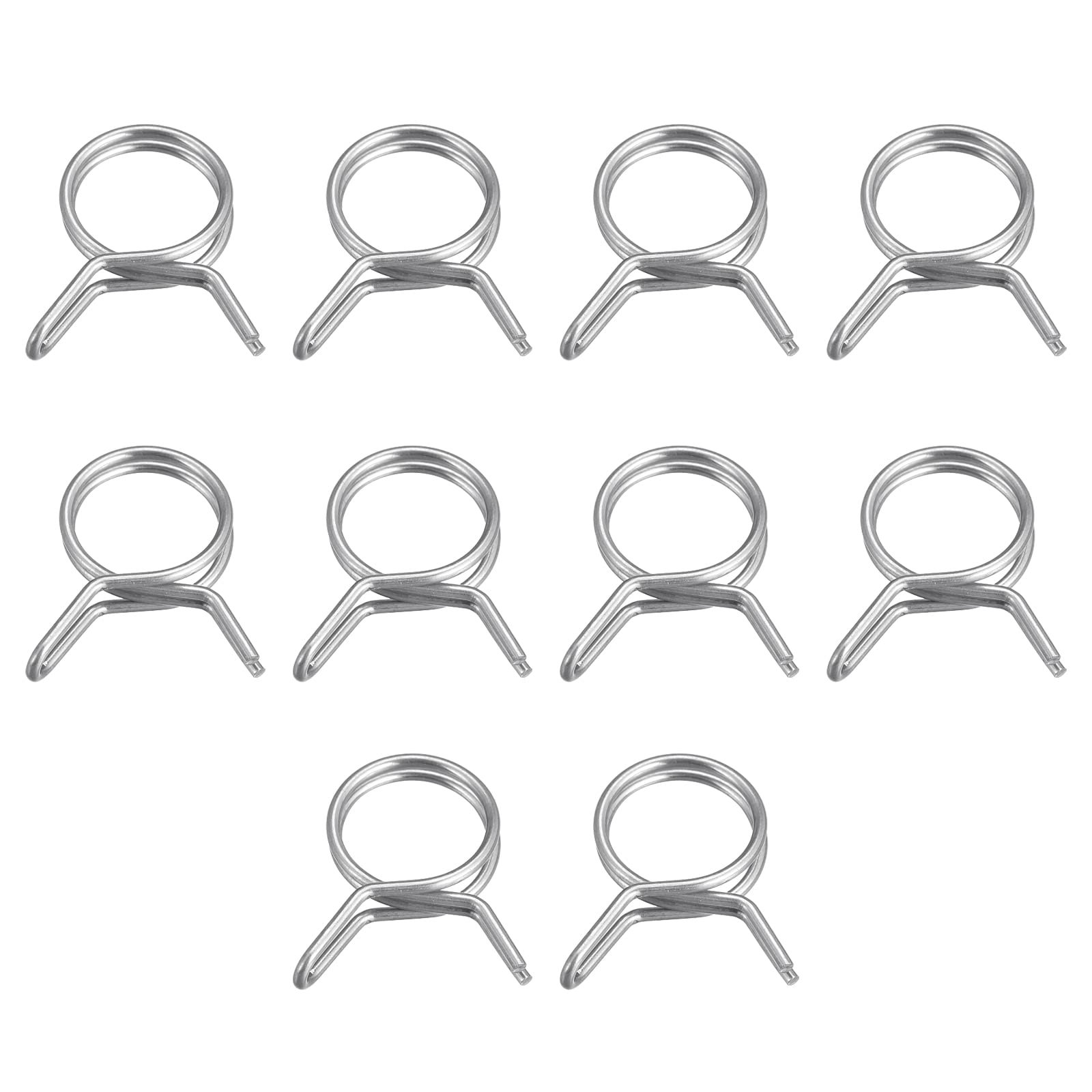 uxcell Double Wire Spring Hose Clamp, 20pcs 304 Stainless Steel 10mm ...