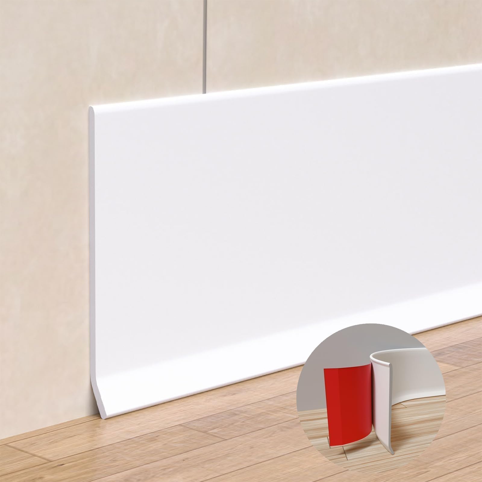 Risunpet Peel and Stick Baseboard Trim, 4 Inch Rubber Baseboard Vinyl ...