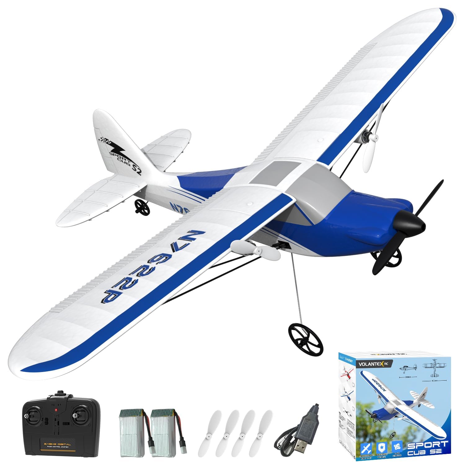 VOLANTEXRC RC Plane 2 Channel Trainer Airplane Sport Cub Remote Control ...