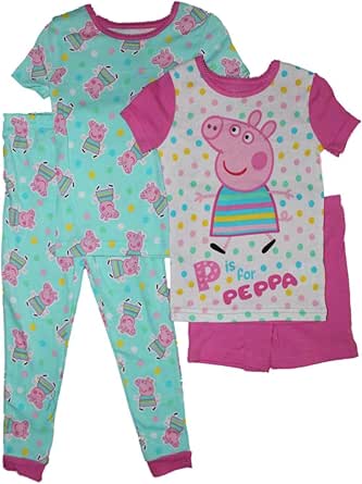 Amazon.com: Peppa Pig Girls 4-Piece Cotton Pajamas 2T-5T (4T): Clothing