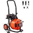 VEVOR Drain Cleaner Machine 75FT x 1/2Inch, Auto Feed Sewer Snake Auger ...
