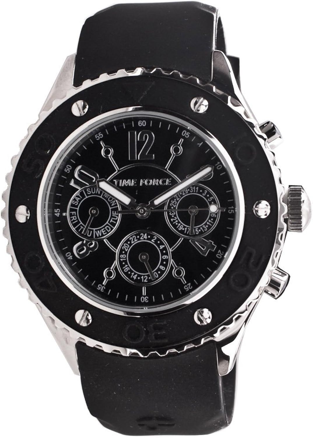 Time Force TF3301L01 – Watch, Black Silicone Strap: Amazon.co.uk: Watches
