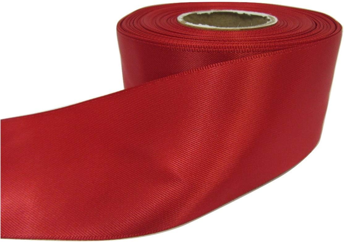 Beautiful Ribbon 2 metres of 50mm 2 Satin Ribbon Dark Red Double sided ...