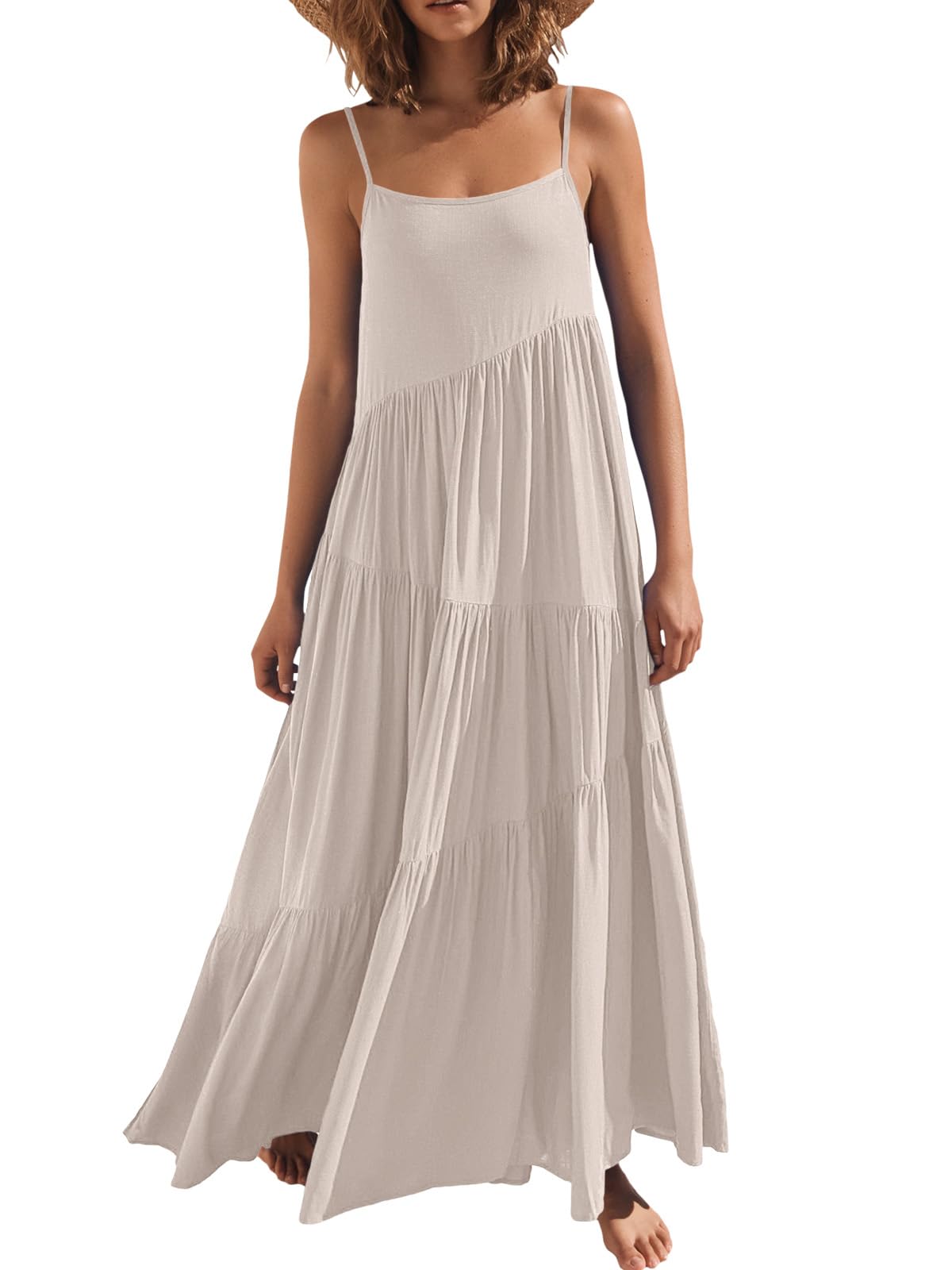 ANRABESS Women Summer Casual Loose Sleeveless Sundress Spaghetti Strap ...