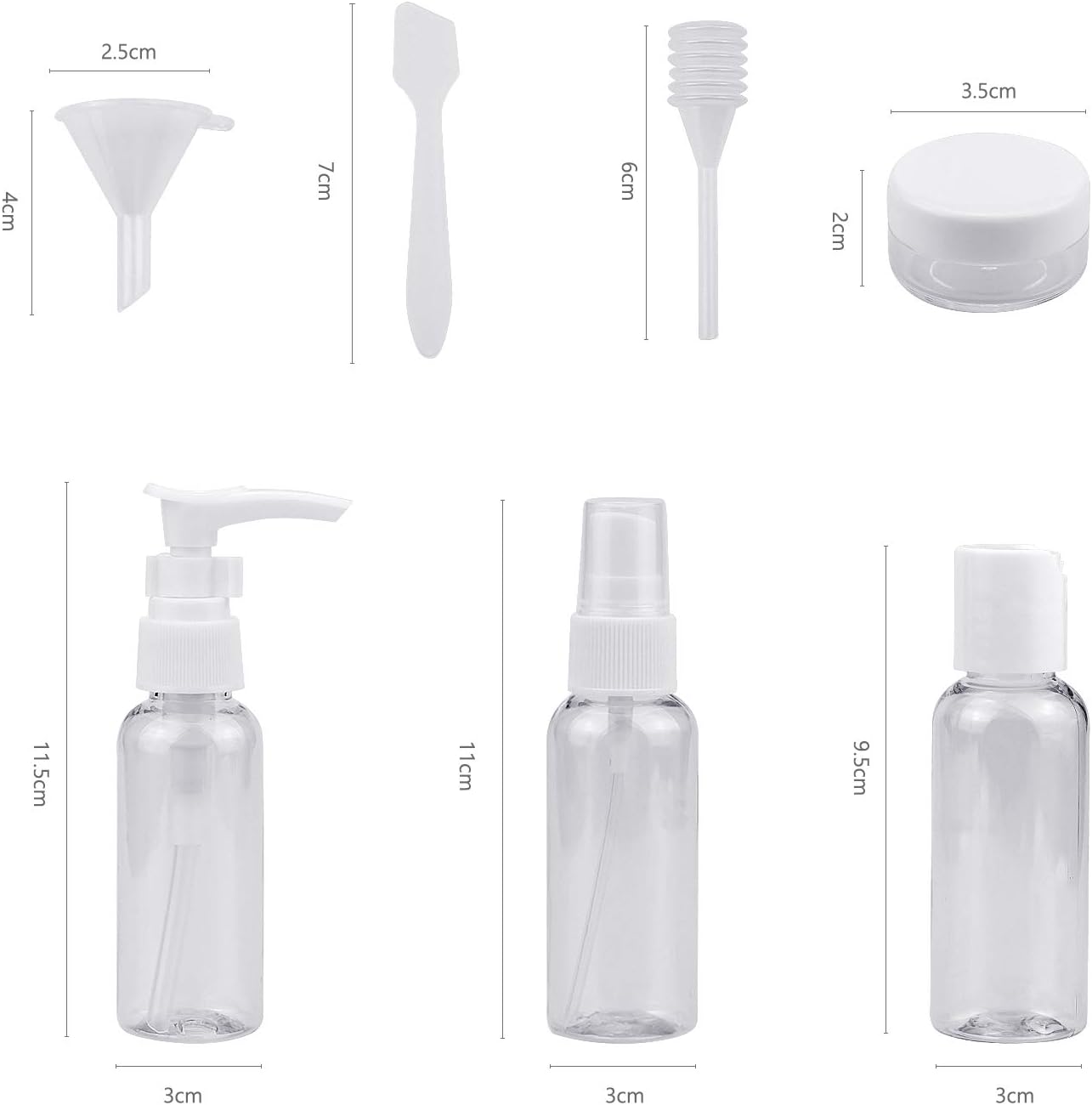 WEKON Set of 9 Empty Travel Bottle, Clear Empty Bottle Set, Small ...