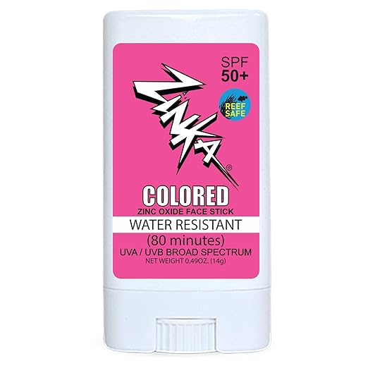 Zinka Pink Zinc Oxide Face Stick SPF 50+ Water Resistant 14g (Reef Safe ...