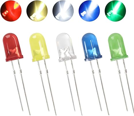 Amazon.com: DiCUNO 5000pcs(5 Colors x 1000pcs) 5mm Bi-pin LED Light ...