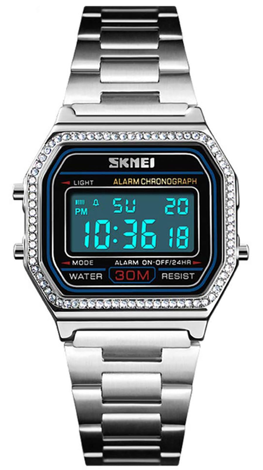 MASTOP Luxury Women Watches Full Steel Electronic LED Digital Fashion ...