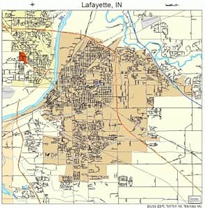 Amazon.com: Large Street & Road Map of Lafayette, Indiana IN - Printed ...