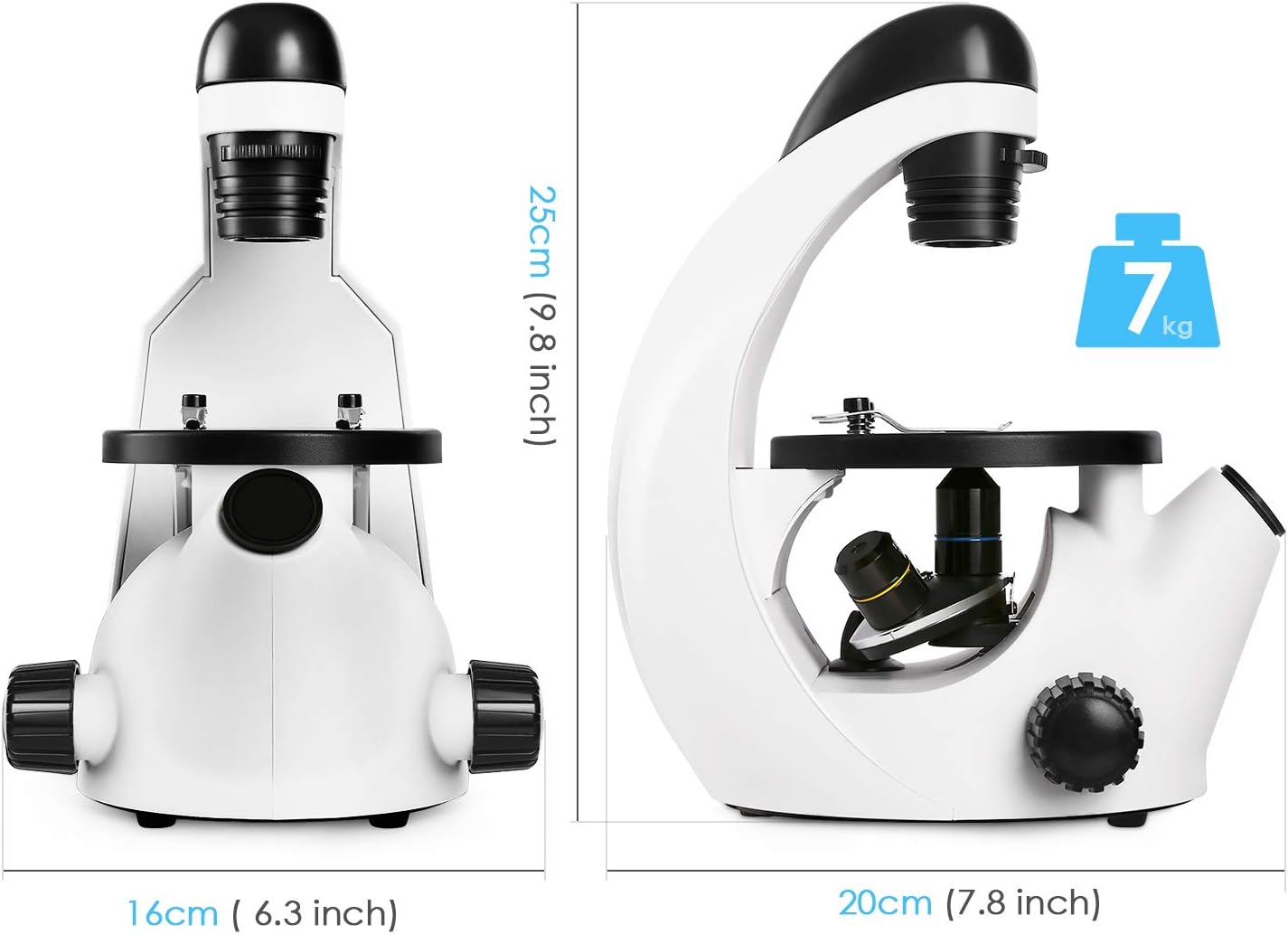 TELMU Inverted Microscope 40X – 320X, Monocular Compound Microscope ...